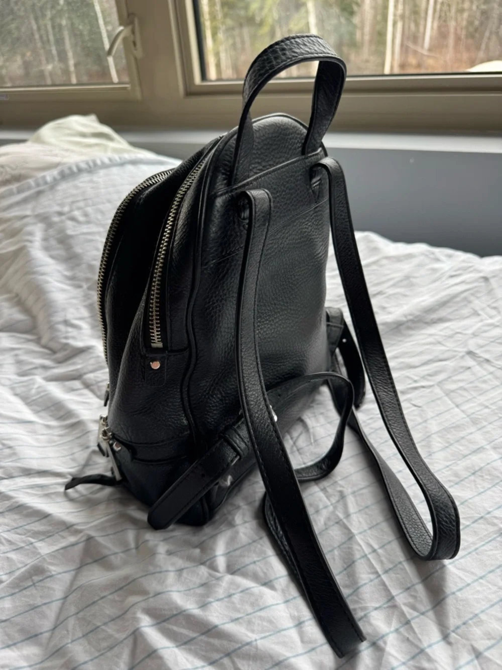 Michael Kors | Bags | Michael Kors Black Rhea Leather Mini Backpack ...